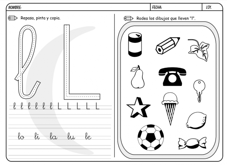 Grafomotricidad letra l – Manualidades a Raudales