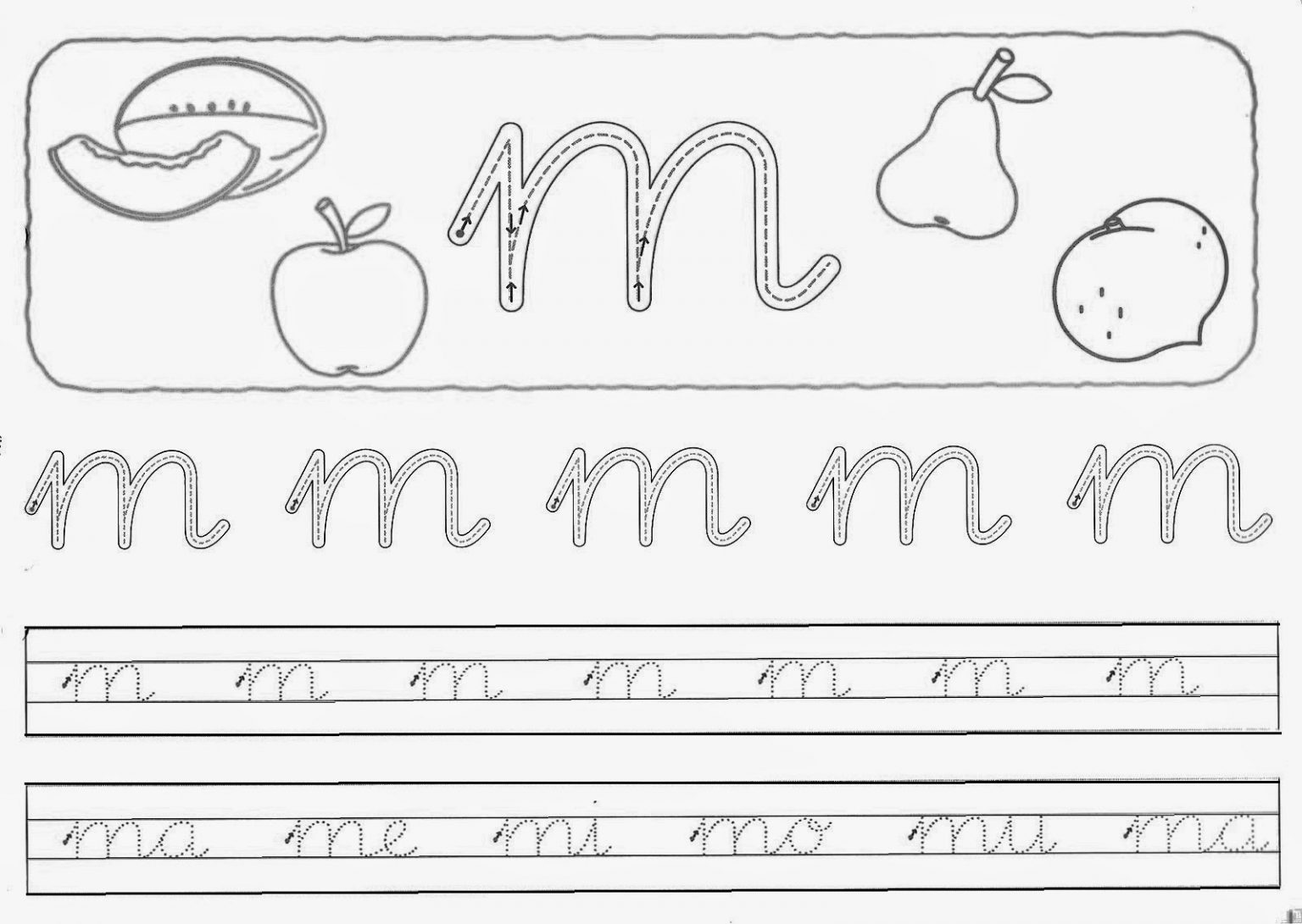 Grafomotricidad letra m – Manualidades a Raudales