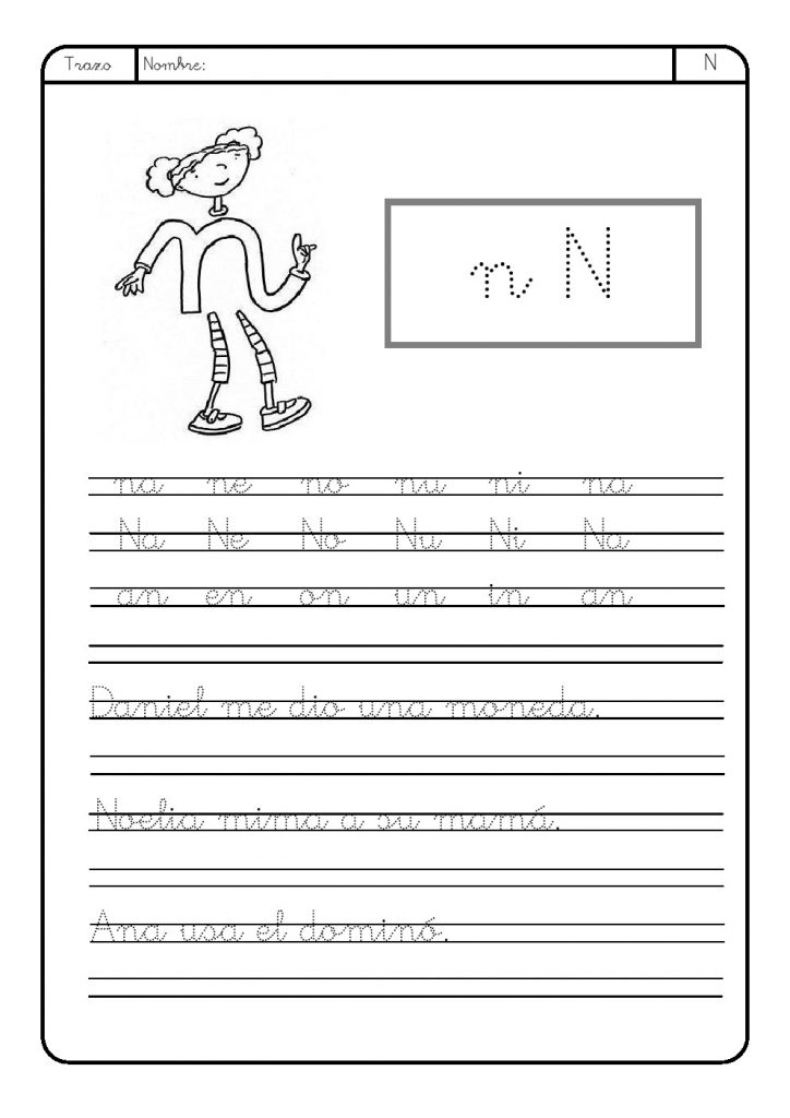Grafomotricidad letra n – Manualidades a Raudales
