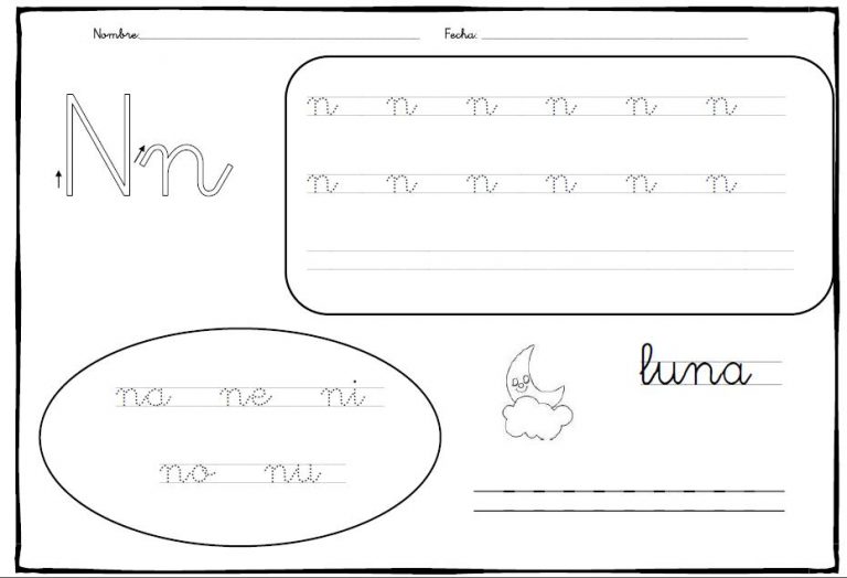 Grafomotricidad letra n – Manualidades a Raudales