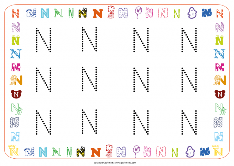 Grafomotricidad letra n – Manualidades a Raudales