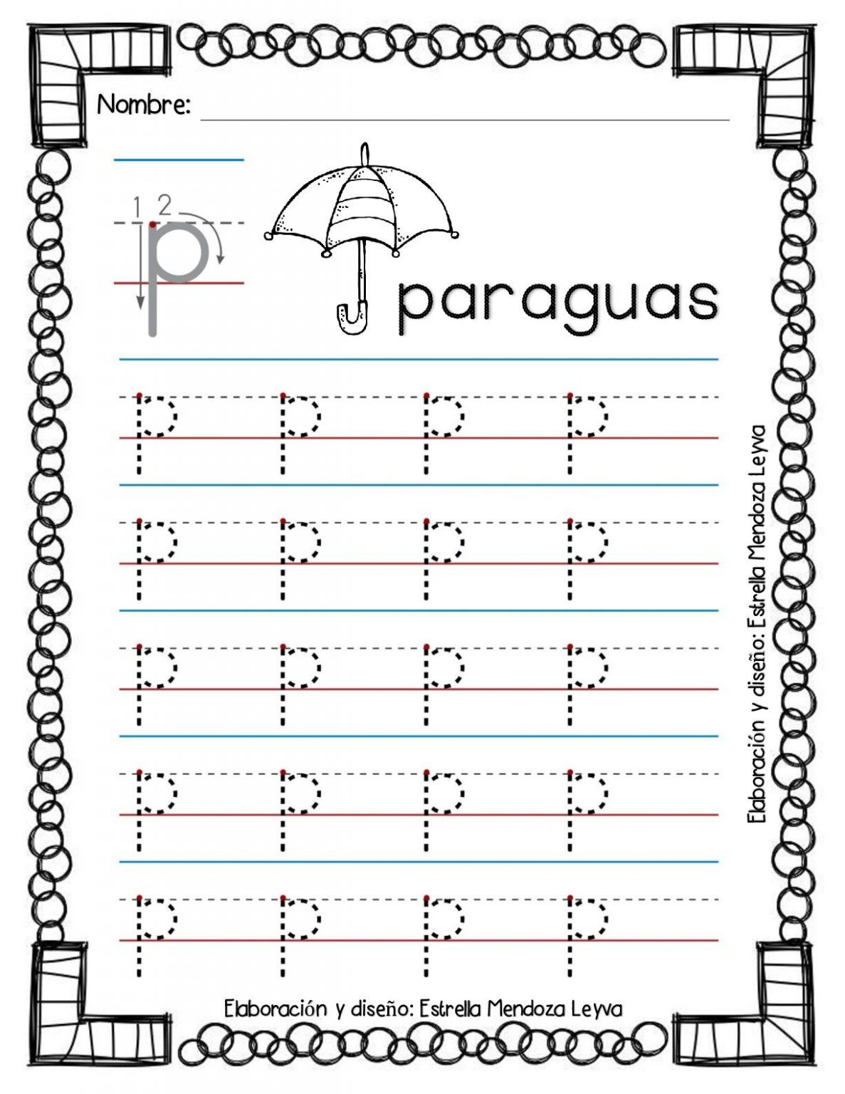 Grafomotricidad letra p – Manualidades a Raudales